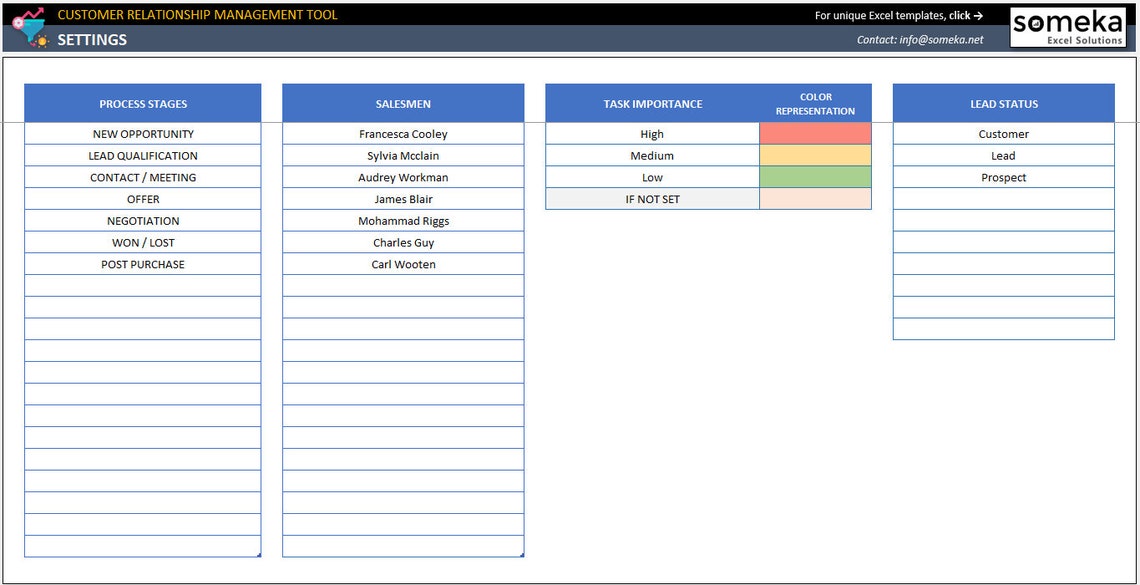 CRM Excel Template | Customer Relationship Management Database | Track ...