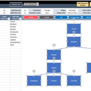 Network Diagram Excel Template: Topology Diagram Creator - Etsy