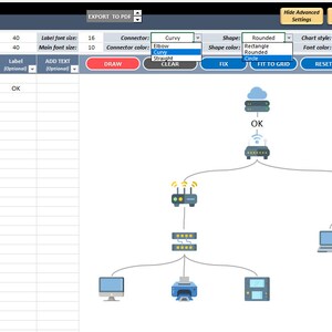 Network Diagram Excel Template: Topology Diagram Creator - Etsy