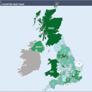 UK Geographic Heat Map | Excel Template | Density Map | Automatic City ...