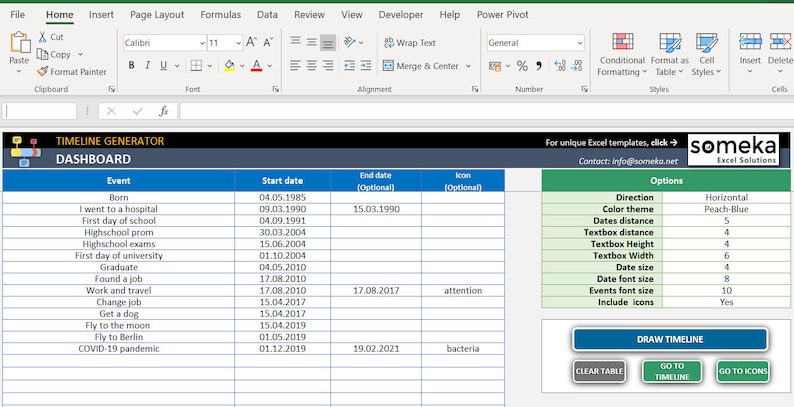 Timeline Generator Template | Excel Timeline Maker | Excel Tools ...