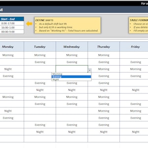 Employee Rotation Schedule Excel Template: Staff Planner Worksheet - Etsy