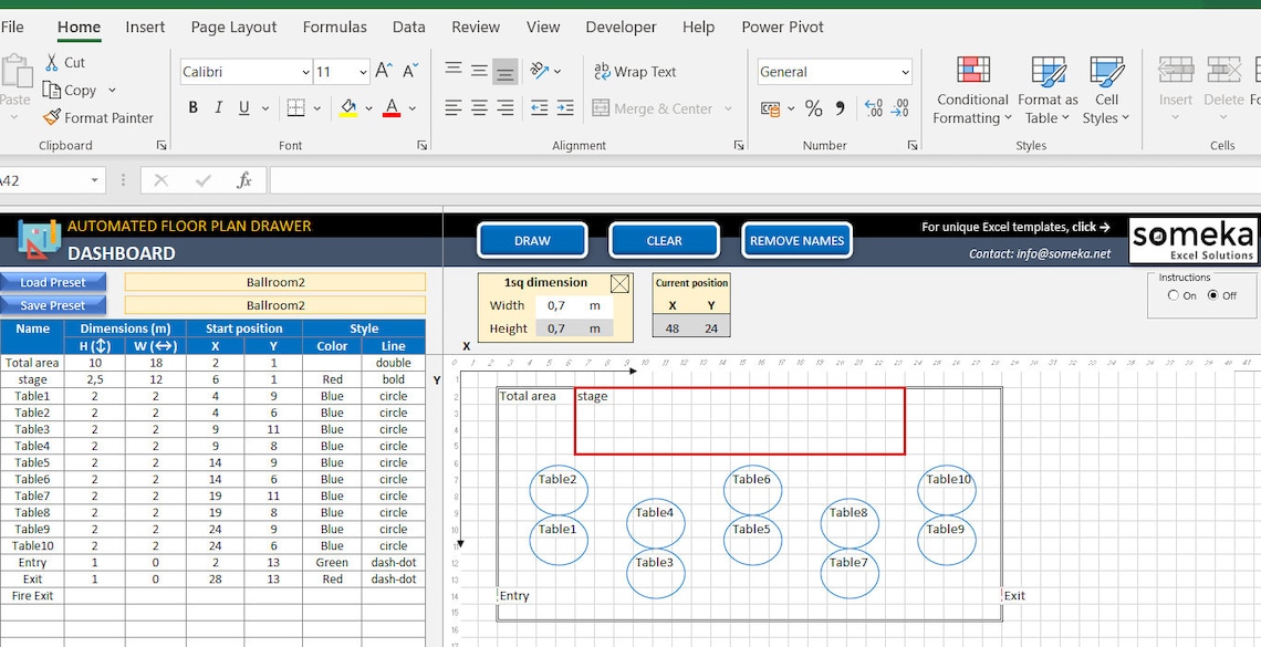 Automated Floor Plan Excel Template: Single-user License - Etsy