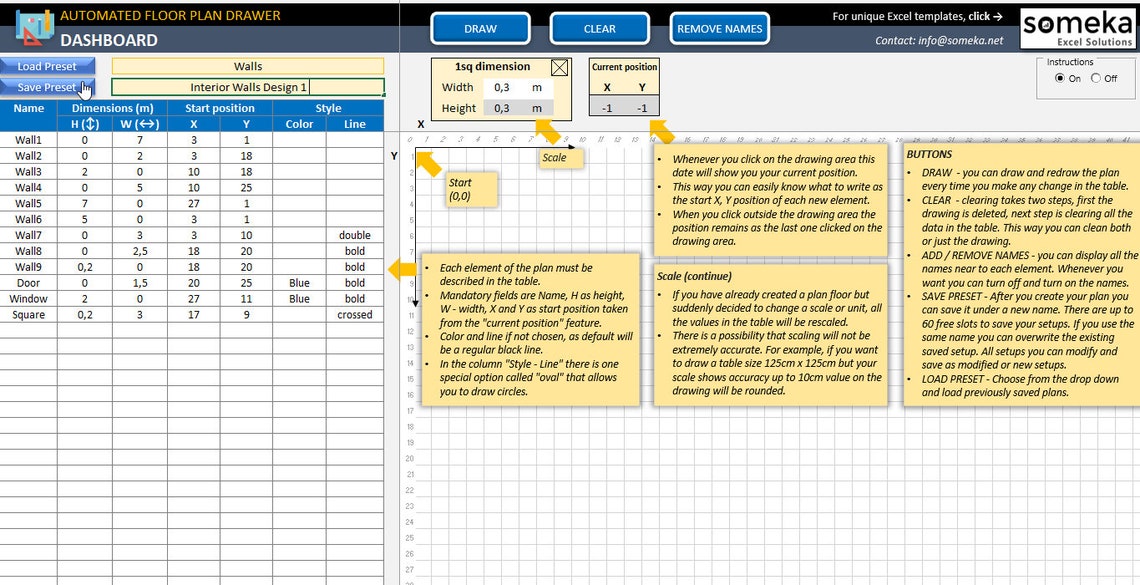 Automated Floor Plan Excel Template: Single-user License - Etsy