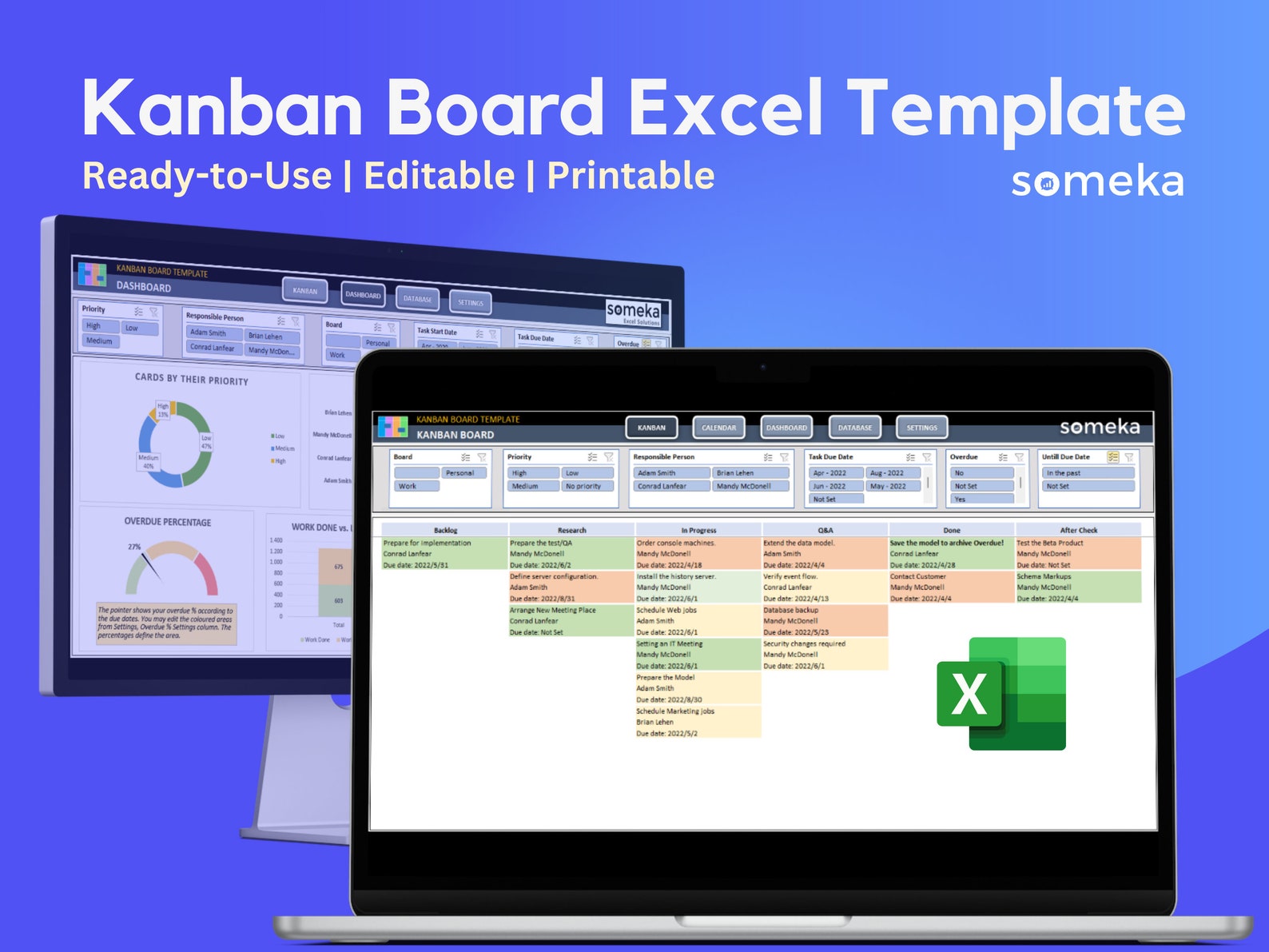 Kanban Board Excel Template | Agile Project Management | Task Tracker ...