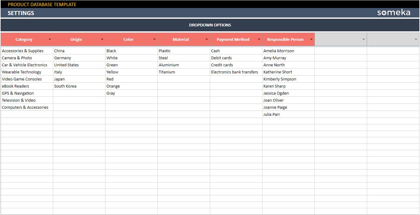 Product Database Google Sheets Template Product Portfolio Product ...
