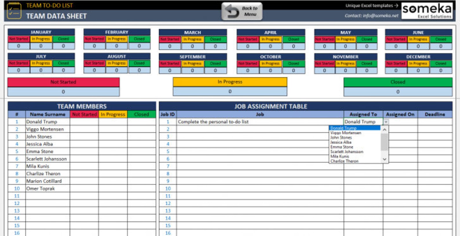 Team To Do List Template Excel Task Tracker Todo List Etsy