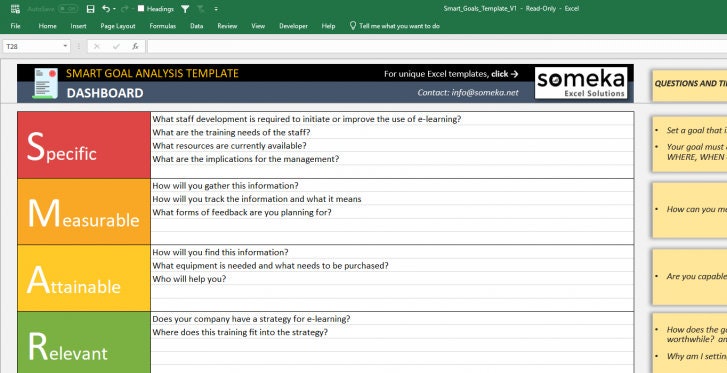 Smart Goals Template Excel