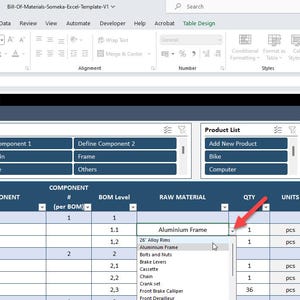 Bill of Materials Excel Template | Excel BOM Template | Multi Level BOM ...
