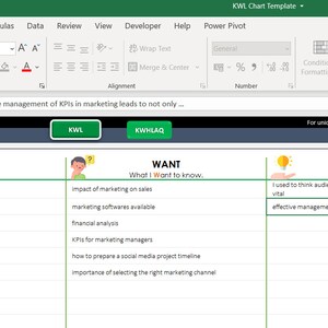 KWL Chart Template Excel Template Teaching Tools Educational Process ...