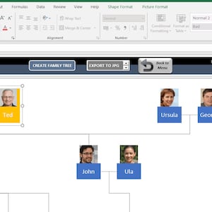 Family Tree Maker: Excel Template With Photo Upload - Etsy