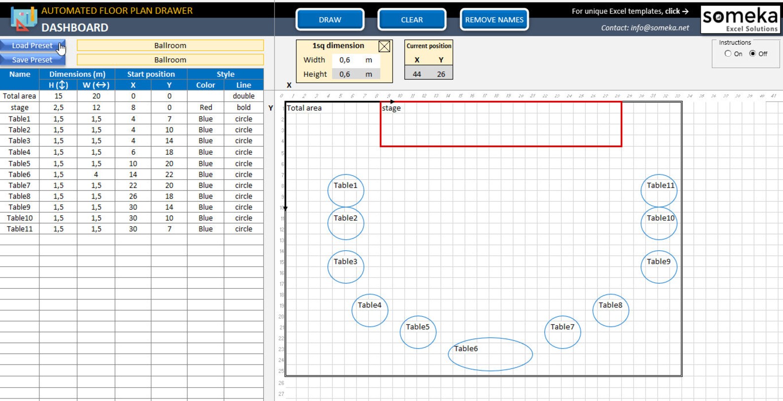 Automated Floor Plan Excel Template: Single-user License - Etsy