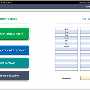 Purchase Order Tracker Excel Template | Digital Order Form | Invoicing ...