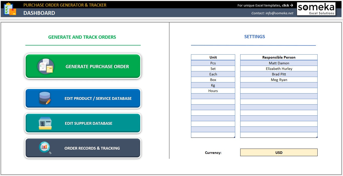 Purchase Order Tracker Excel Template Digital Order Form Invoicing ...