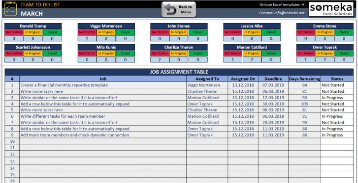 Team to Do List Template Excel Task Tracker Todo List | Etsy Hong Kong