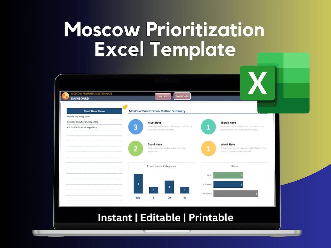 MOSCOW Prioritization Excel Template: Decision-making Tool - Etsy