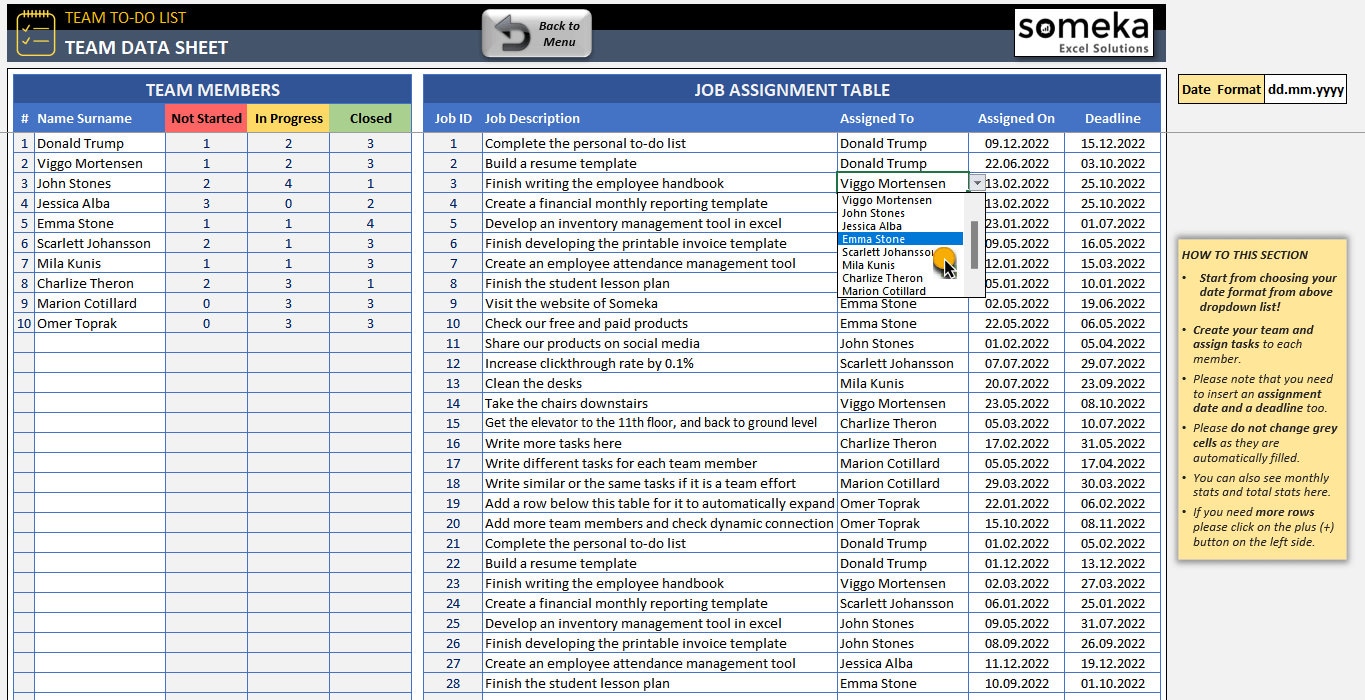Team to Do List Template Excel Task Tracker Todo List - Etsy Australia