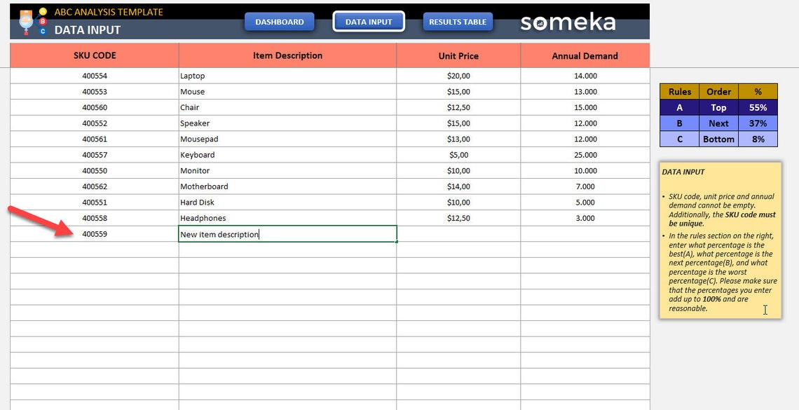 ABC Analysis | Excel Template | Inventory Classification | ABC ...