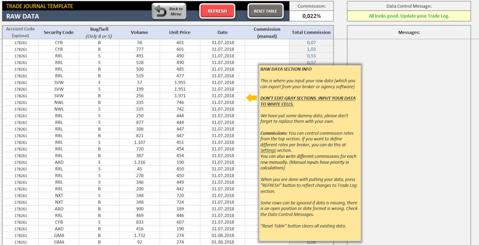 Excel Trading Journal Template: Day Trade Spreadsheet (ready-to-use) - Etsy