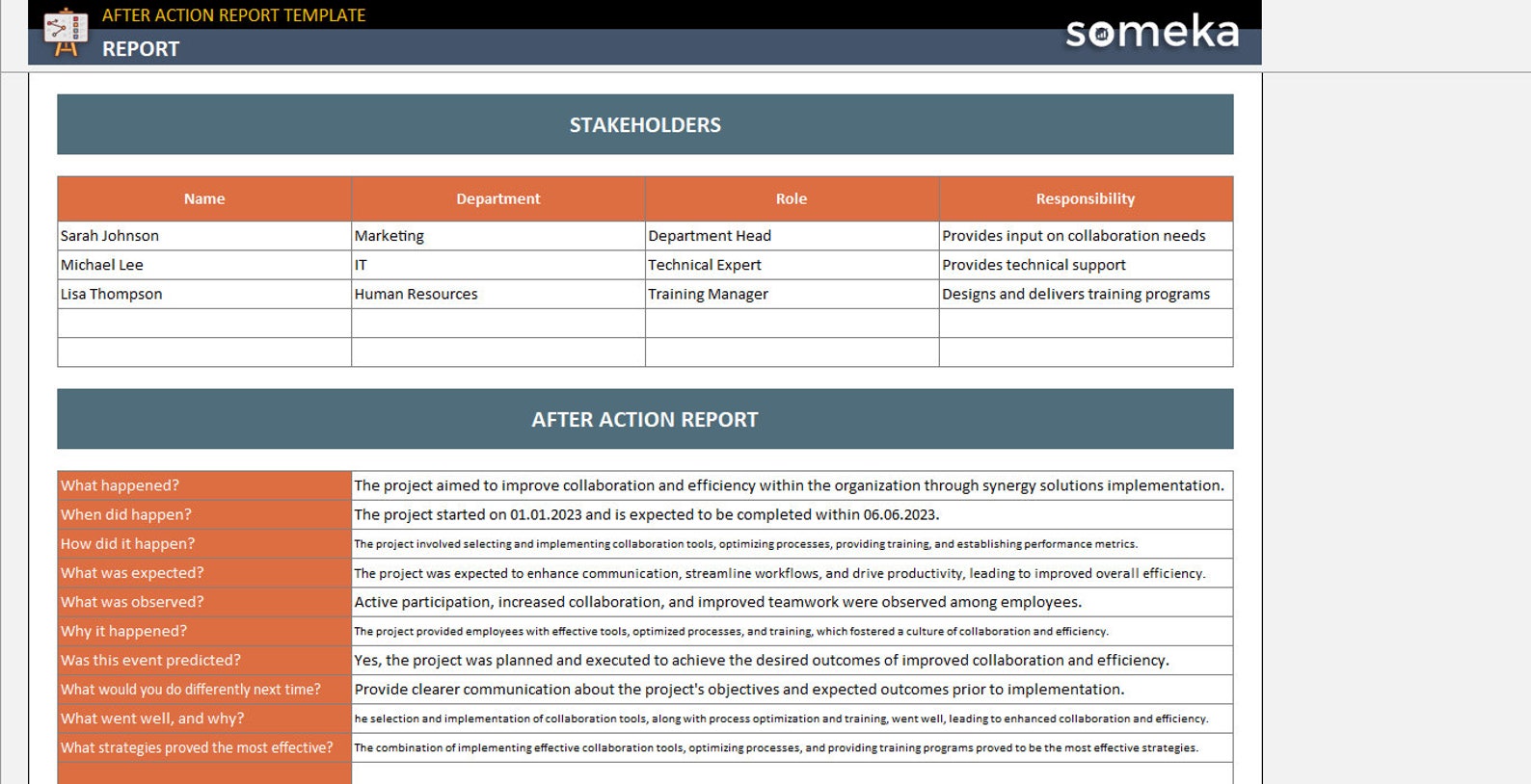 After Action Report Excel Template: Printable AAR Form - Etsy