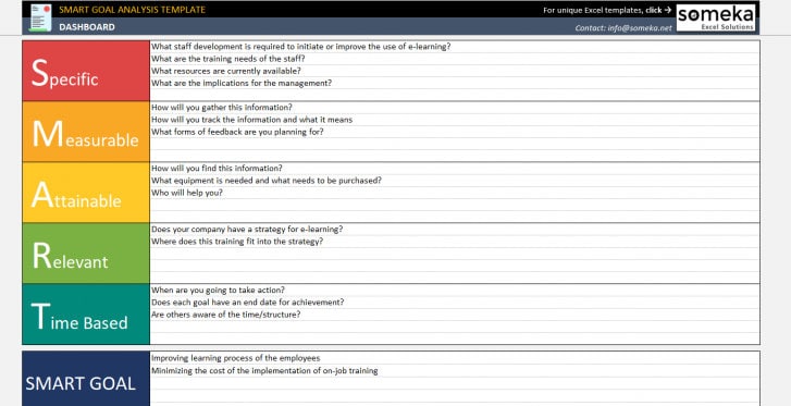 Smart Goals Worksheet Excel Spreadsheet