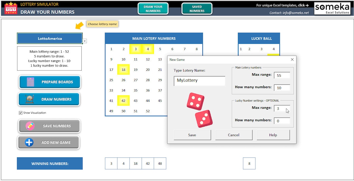 Lottery Simulator: Excel Template for Number Drawing - Etsy