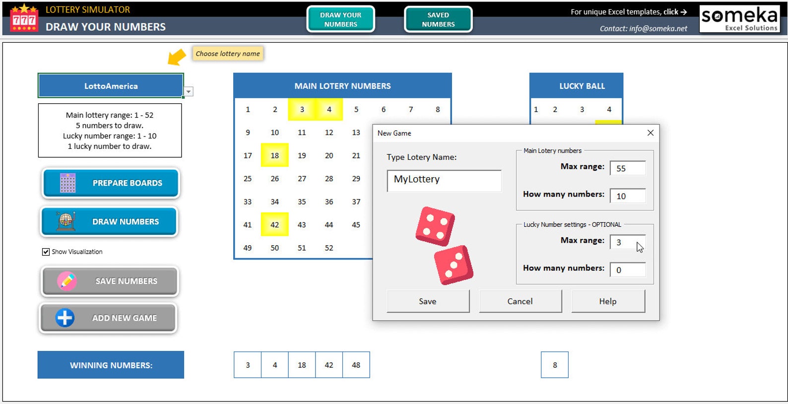 Lottery Simulator: Excel Template for Number Drawing - Etsy