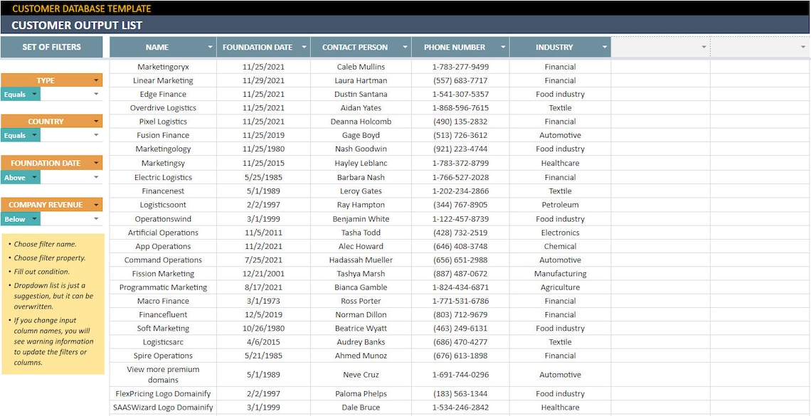 Customer Database Google Sheets Template Manage Your Customer ...