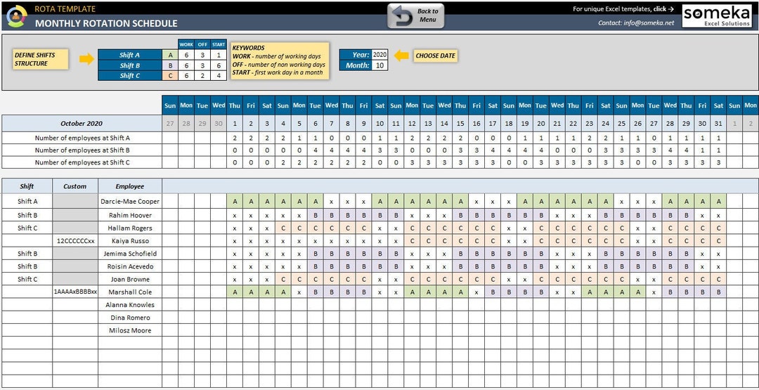 Rotation Schedule Excel Template Employee Worksheet Excel Template ...