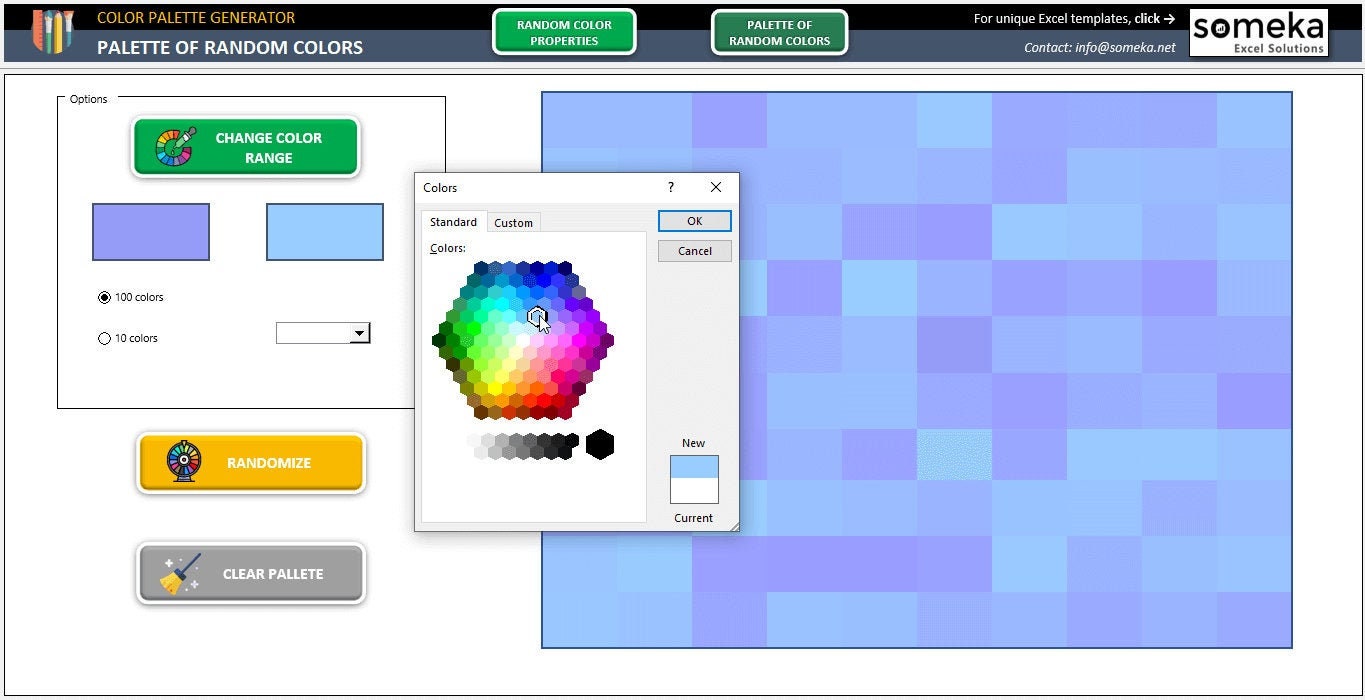 Color Palette Generator Excel Template Color Samples in | Etsy