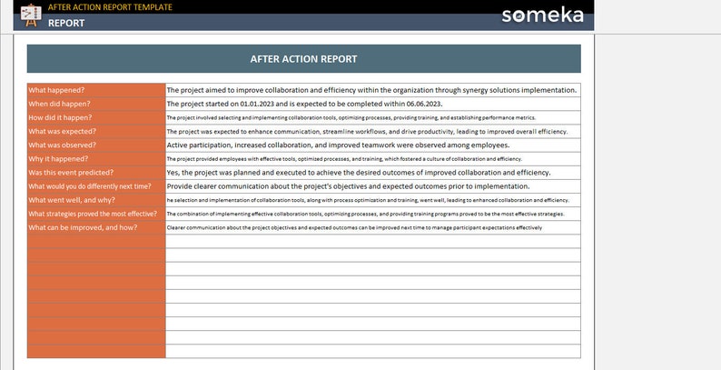 After Action Report Excel Template: Printable AAR Form - Etsy