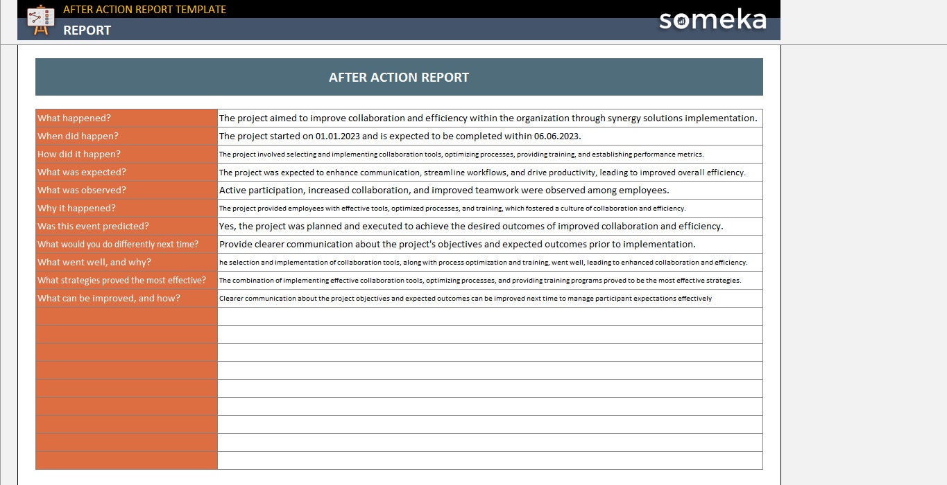 After Action Report Excel Template: Printable AAR Form - Etsy