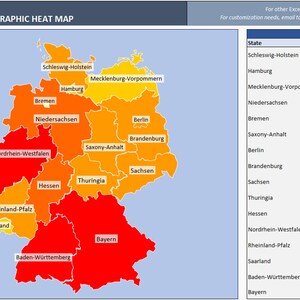 Germany Geographic Heat Map | Excel Template | Density Map | Automatic ...