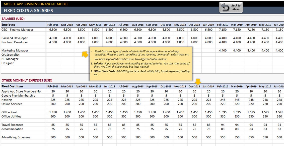 Mobile App Financial Model Excel Template App Development Business Plan ...