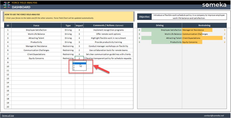 Force Field Analysis Template Excel Template Printable FFA Model ...