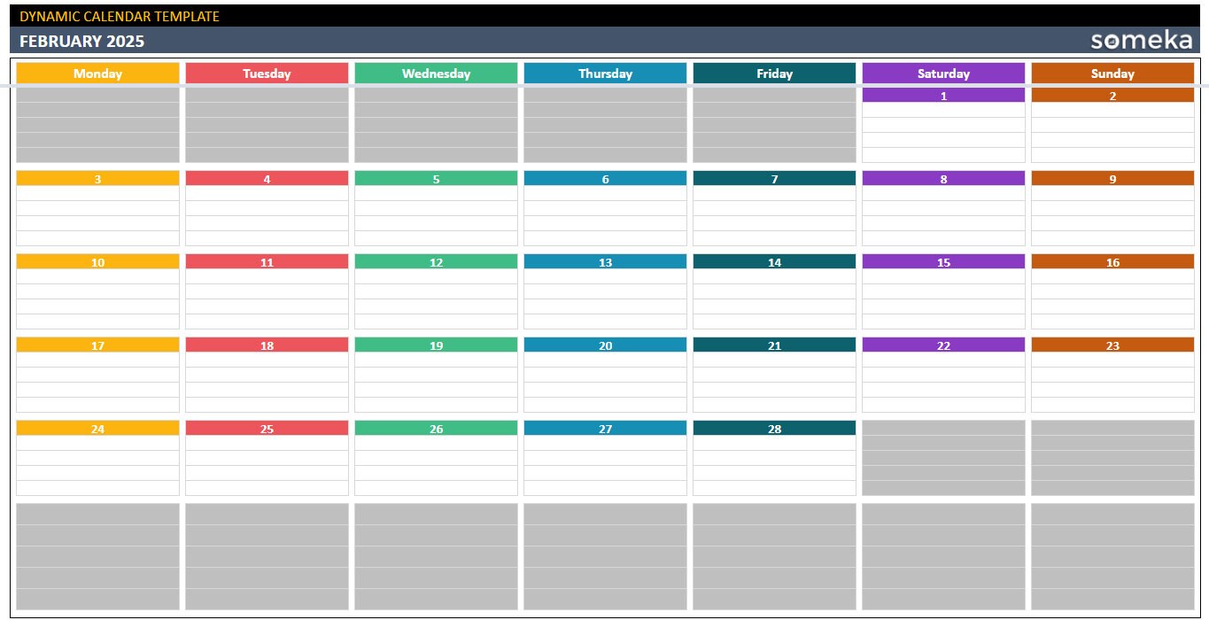 Dynamic Calendar | Google Sheets Template | Track Your Tasks and Events ...
