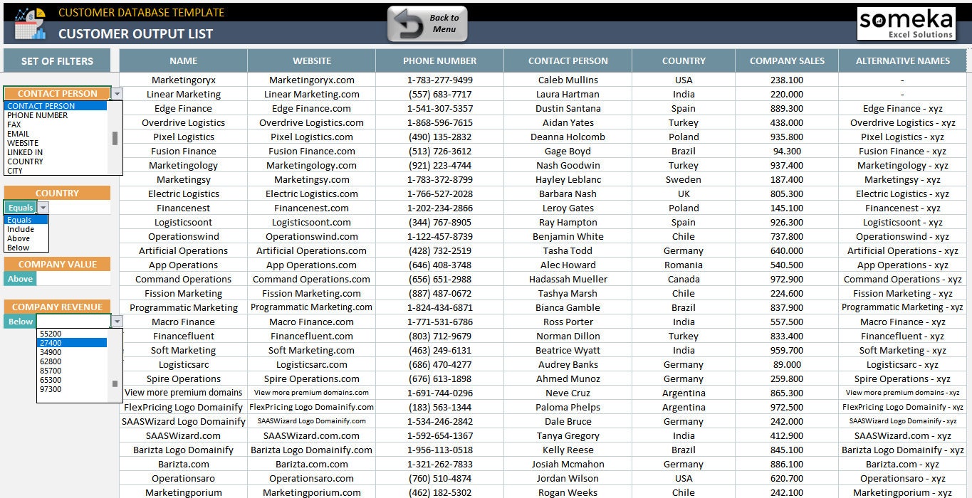 Excel Spreadsheet Template For Customer Database