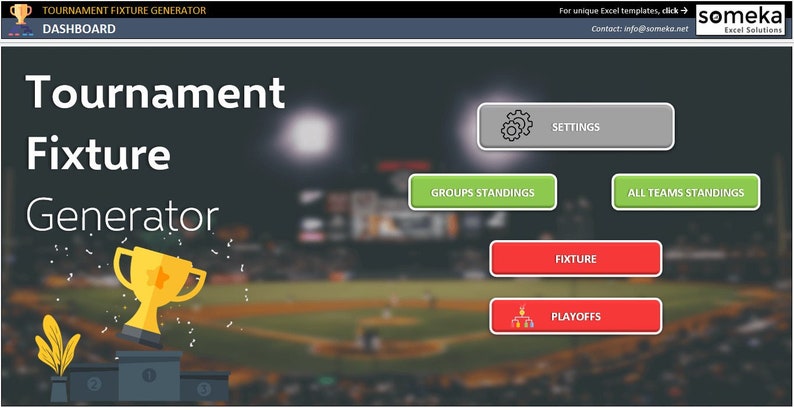 Tournament Fixture Generator: Excel Template, Sports Elimination ...