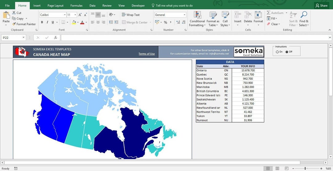 Canada Heat Map | Excel Template | Geographic Data Visualization - Etsy