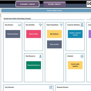 Business Model Canvas | Excel Template | Strategic Management | One ...