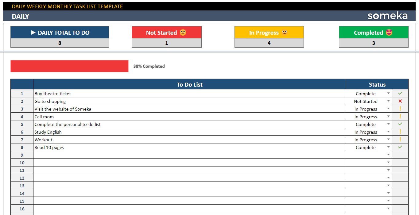 Daily-weekly-monthly Task List Google Sheets Template Task Tracking ...