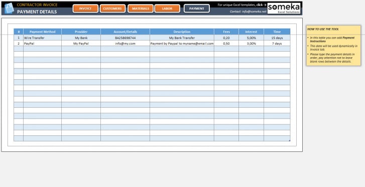 Contractor Invoice Template Invoice Spreadsheet Business Invoice ...