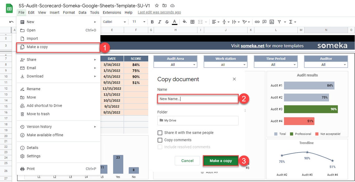 5S Audit Scorecard Google Sheets Template 5S Audit Checklist - Etsy