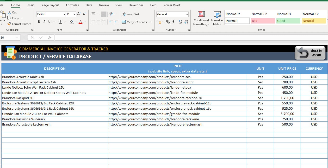 Commercial Invoice Tracker Excel Template | Invoicing Spreadsheet ...