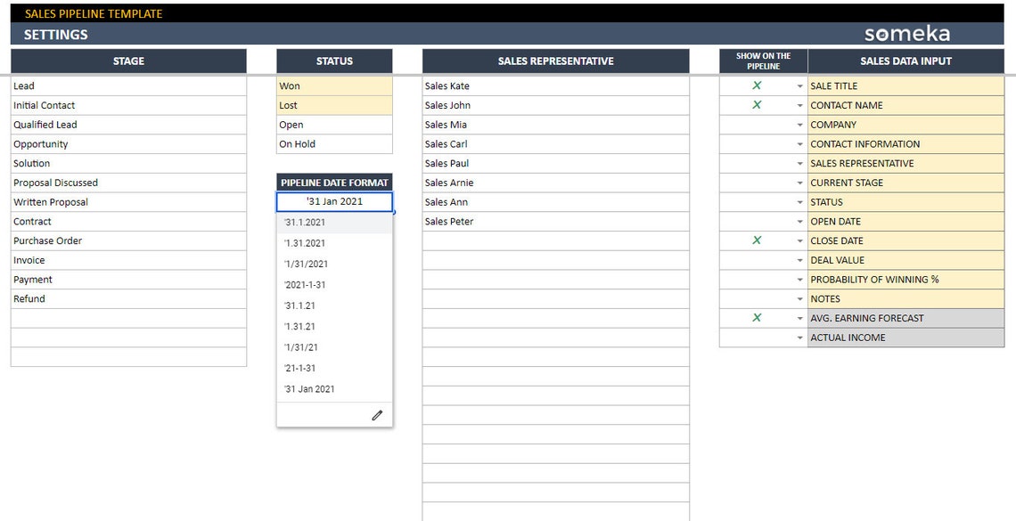 Sales Pipeline Google Sheets Template Pipeline Tracker Template Pipeline Sales Report Prospect ...