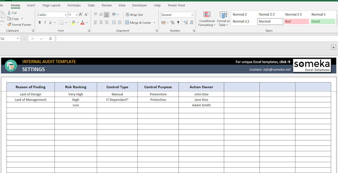 Internal Audit Template | Audit Dashboard | Excel Template | Audit ...