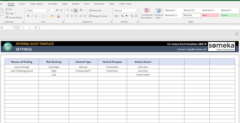 Internal Audit Excel Template: Audit Dashboard & Report - Etsy