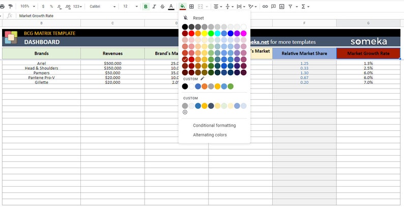 BCG Matrix | Google Sheets Template | Product Portfolio Categorization ...