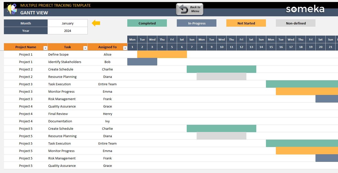 Multiple Project Tracker | Excel Template | All-in-one Spreadsheet | Track and Manage All ...