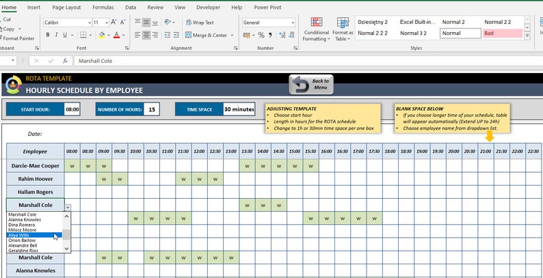 Employee Rotation Schedule Excel Template: Staff Planner Worksheet - Etsy